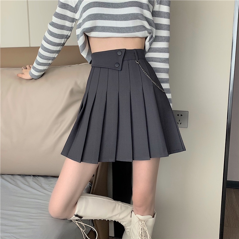 SUXI Summer Pleated Skirt Women's High Waist A-line Half Skirt Short Skirt | Shopee Malaysia
