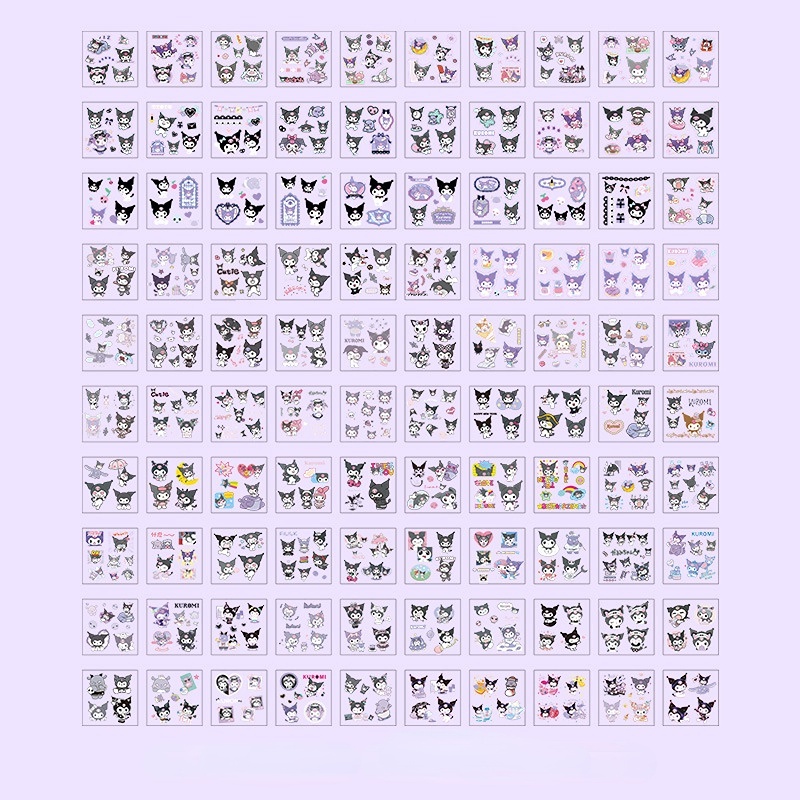 100 Sheets Sanrio Cute Stickers Transparent Cartoon Sticker Gift Box ...