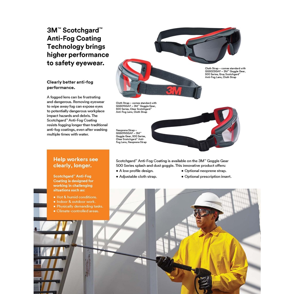 3M GG501SGAF Goggle Gear Scotchgard Anti-fog Goggle/ Safety Goggles ...