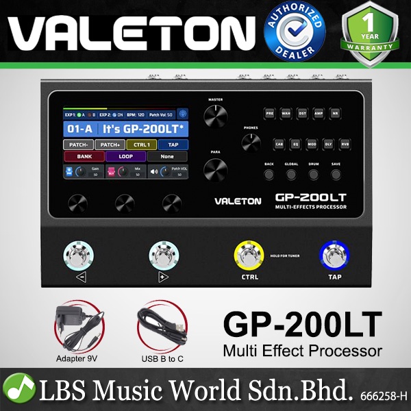 Valeton GP-200LT Multi Effects Processor For Electric Guitar and Bass ...