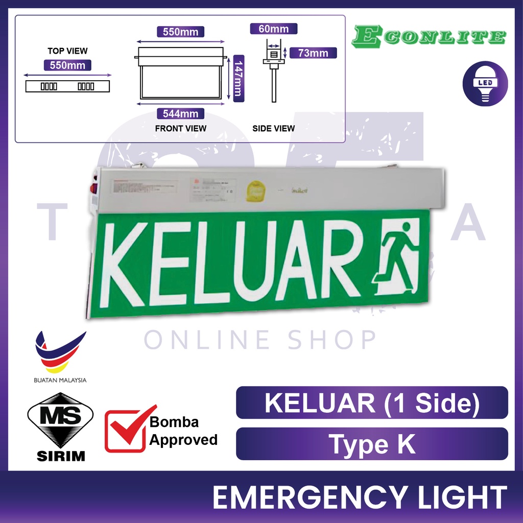 [SIRIM/BOMBA APPROVED] LED Emergency Light Recessed Type Surface Type ...