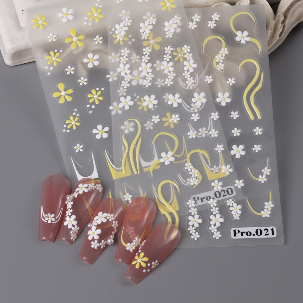 5D Embossed New Craft Acrylic Nails Design Nail Art Sticker French Nail ...