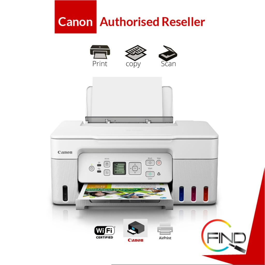 Canon PIXMA G3770 AIO A4 Printer (White) Print/Scan/Copy Wireless ...