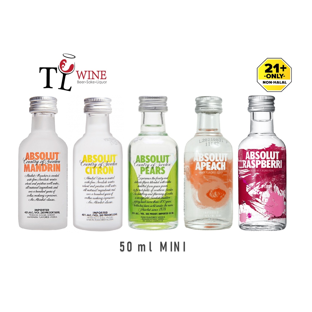 Absolut Vodka mini miniature Raspberry/ mandarin/ citron/ Apeach/ pear ...