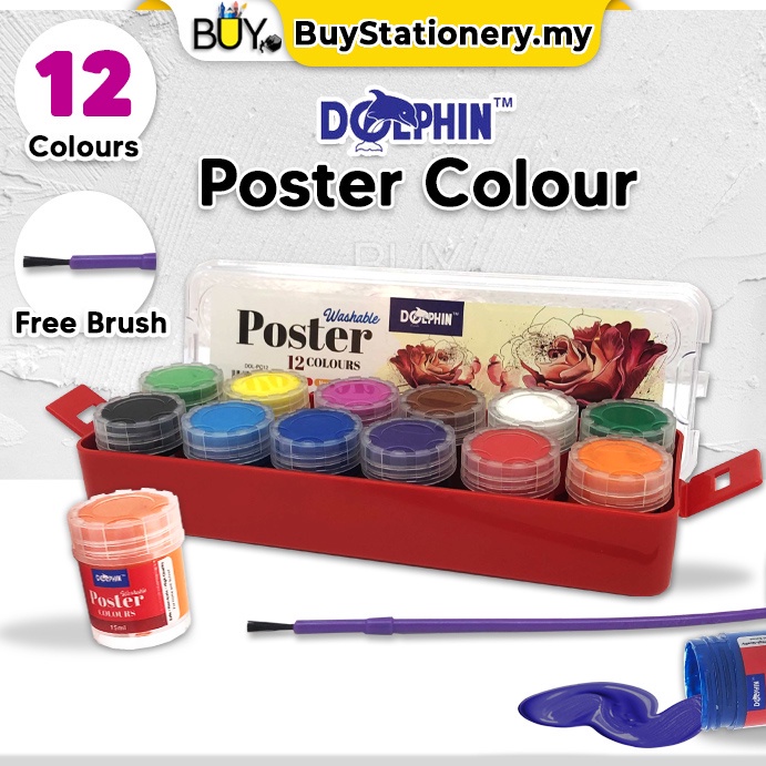 Dolphin Washable Poster Colour Water Colour Painting Set -(12s/BOX ...