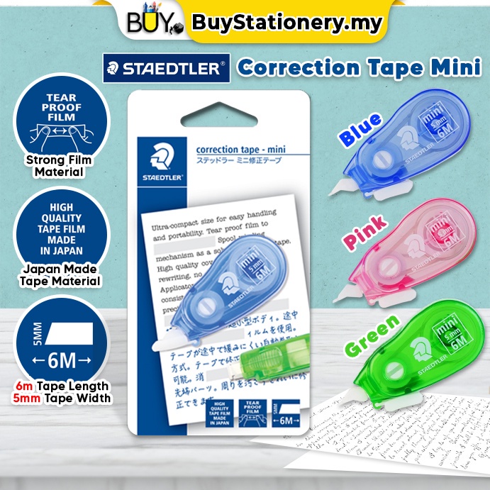 Staedtler Mini Correction Tape 5mm x 6m Roller Tape Corrector Student ...