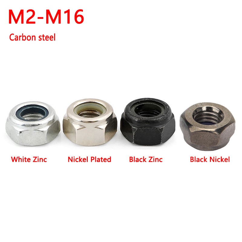 Carbon Steel Black Hex Nylon Insert Lock Nut Self-locking Locknut M2 M2 ...