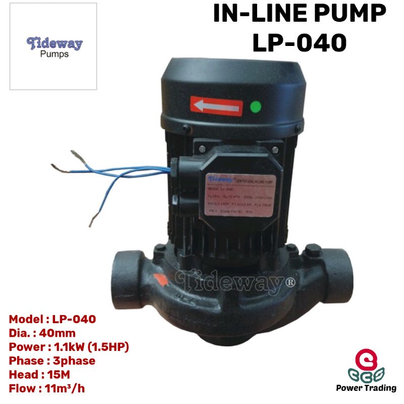 TIDEWAY /UNOFLOW IN-LINE VERTICAL PUMP 1.5HP/1HP 40MM 1.5" 3PHASE PUMP ...