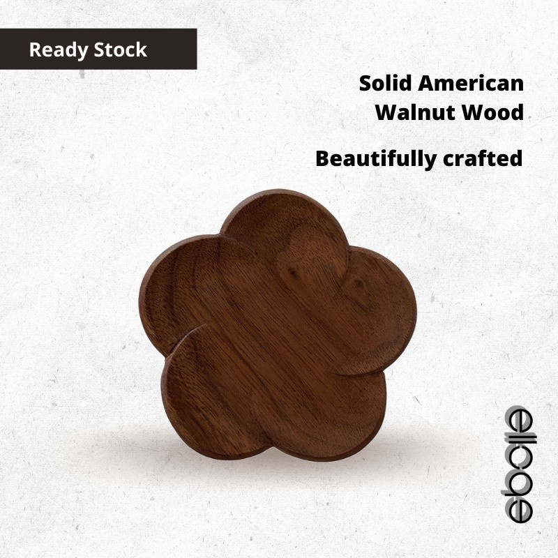 ELLOQE Ally Walnut Wood Coaster Alas Gelas Alas Cawan Glass Cover Alas ...