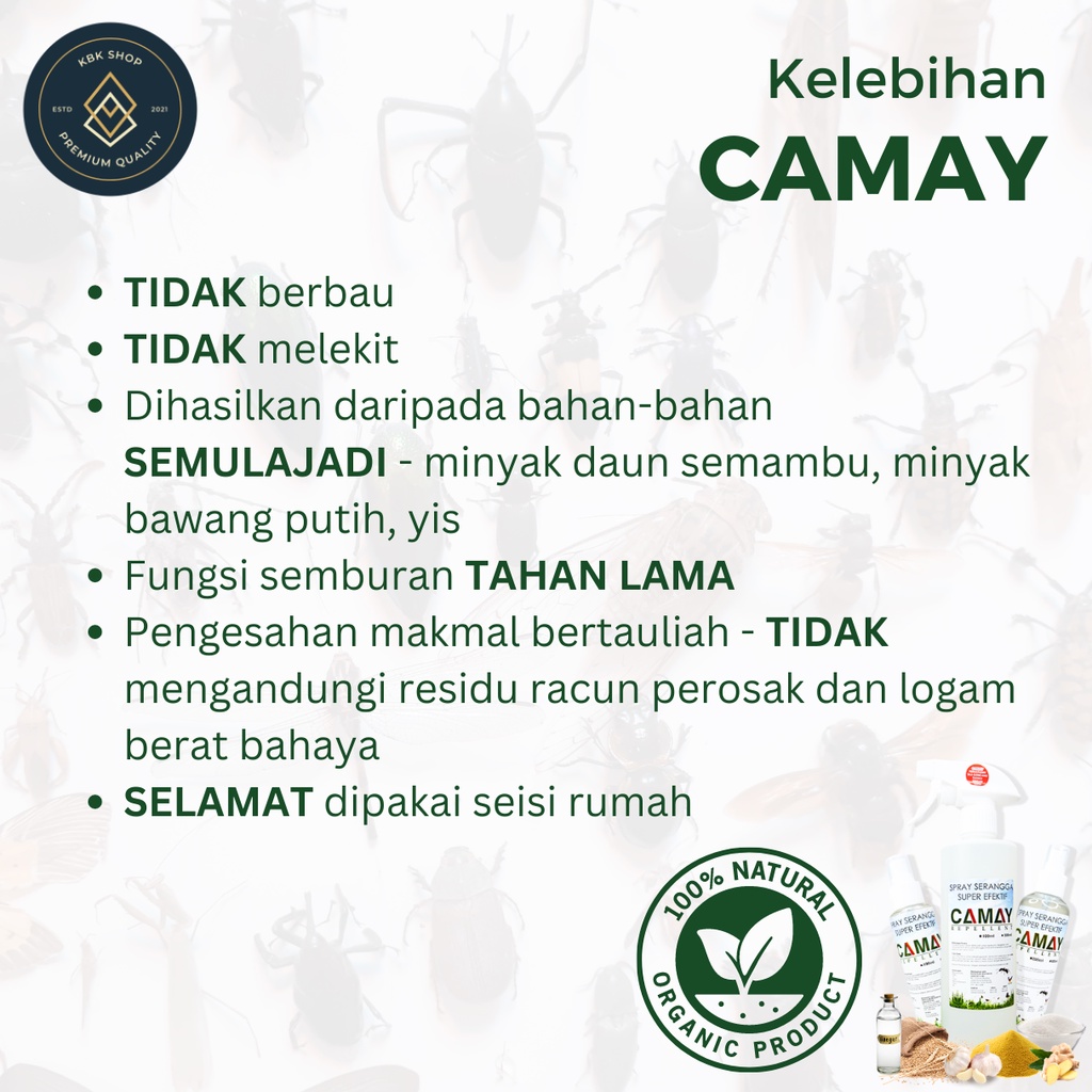 CAMAY Spray Serangga Organik Spray Lipas Semut Nyamuk Lalat Pokok Anai ...