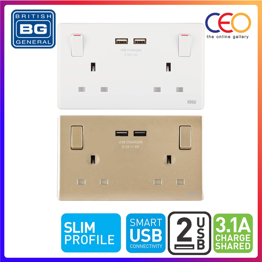 [SIRIM APPROVED] British General Neo Slimline 2 Gang 13Amp Switched ...