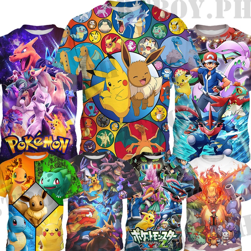 POKEMON GO Cute Pikachu Girl and Boy Cartoon T Shirt Children Summer ...