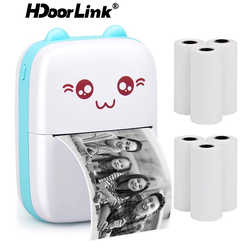 HdoorLink Portable Printer Mini Pocket Wireless Bluetooth Thermal ...