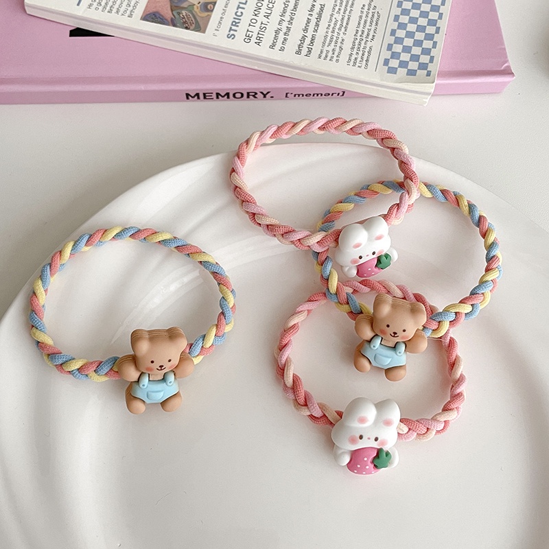 Cute Bear Head Rope High Elastic and Durable Rubber Band Girls Hair ...