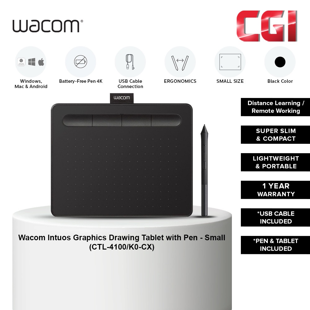 Wacom CTL-4100/K0-CX Intuos Small Pen Tablet - Black | Shopee Malaysia