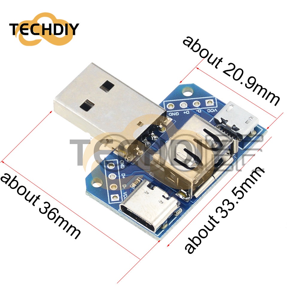 DC 5V 4 in 1 USB to Micro to Type-C 4P 2.54mm Connector Adapter Plate ...