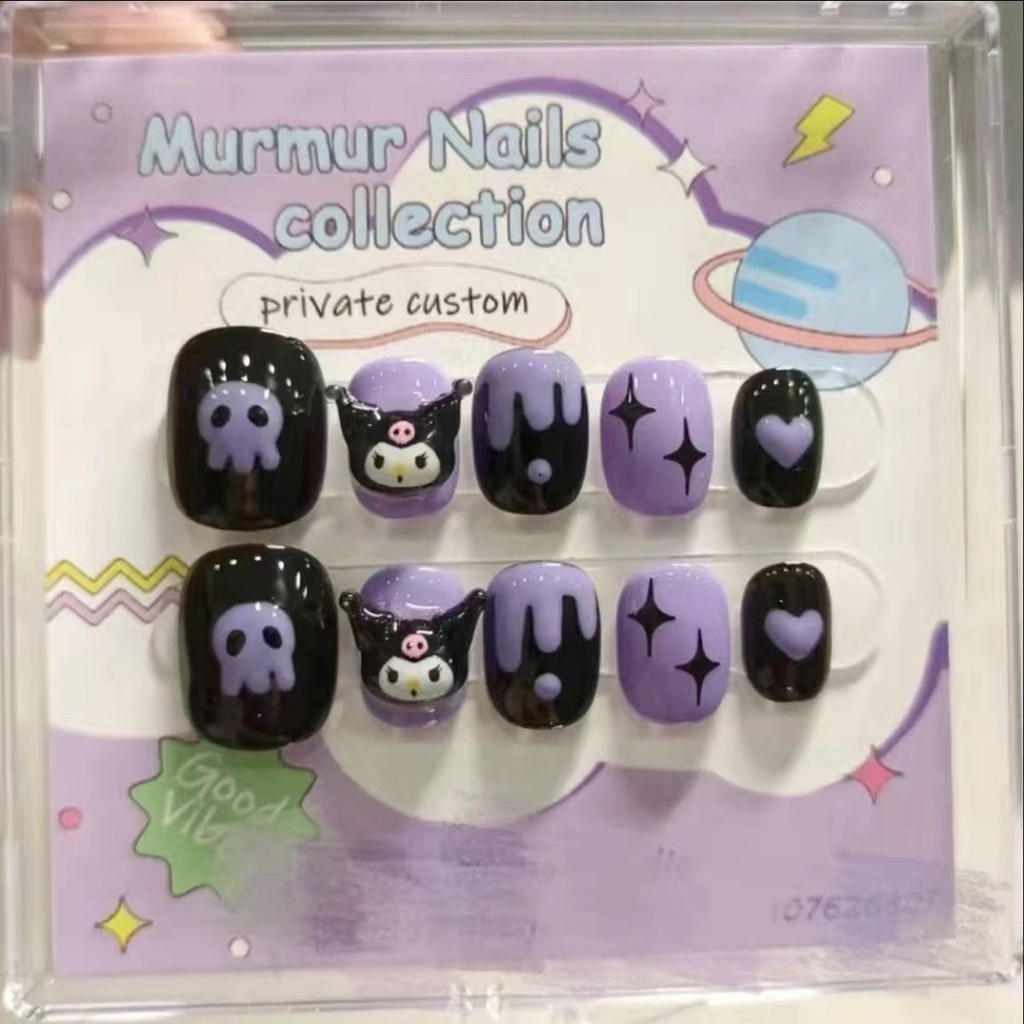Kawaii Kuromi Cartoon Doll Nail Art Women Anime Sanrioed Girl Heart ...