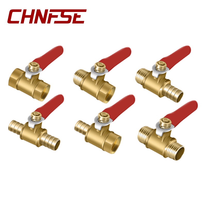 Red Handle Mini Brass Ball Valves 1/4" 3/8" 1/2" 1/8 Male Female Thread ...