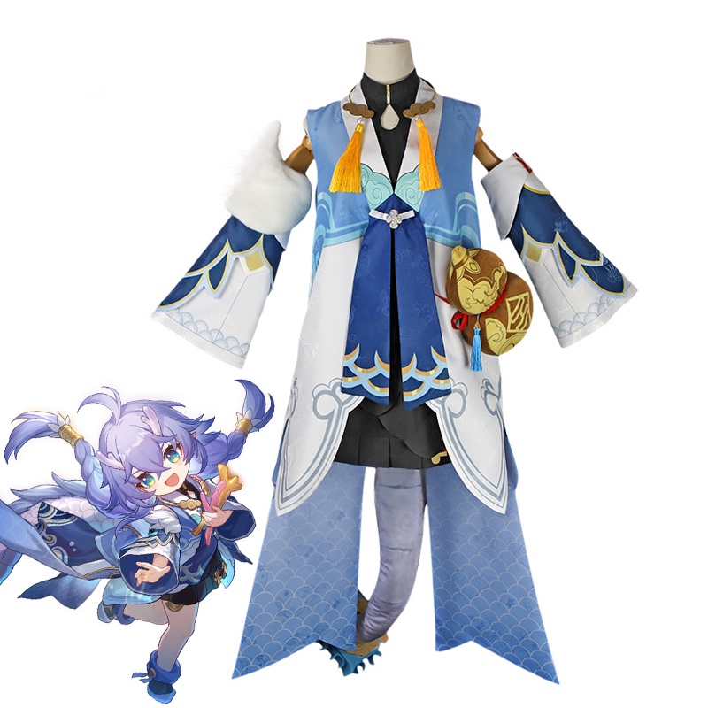 Honkai Star Rail Bailu Cosplay Costume Adult Carnival Uniform Wig Anime ...