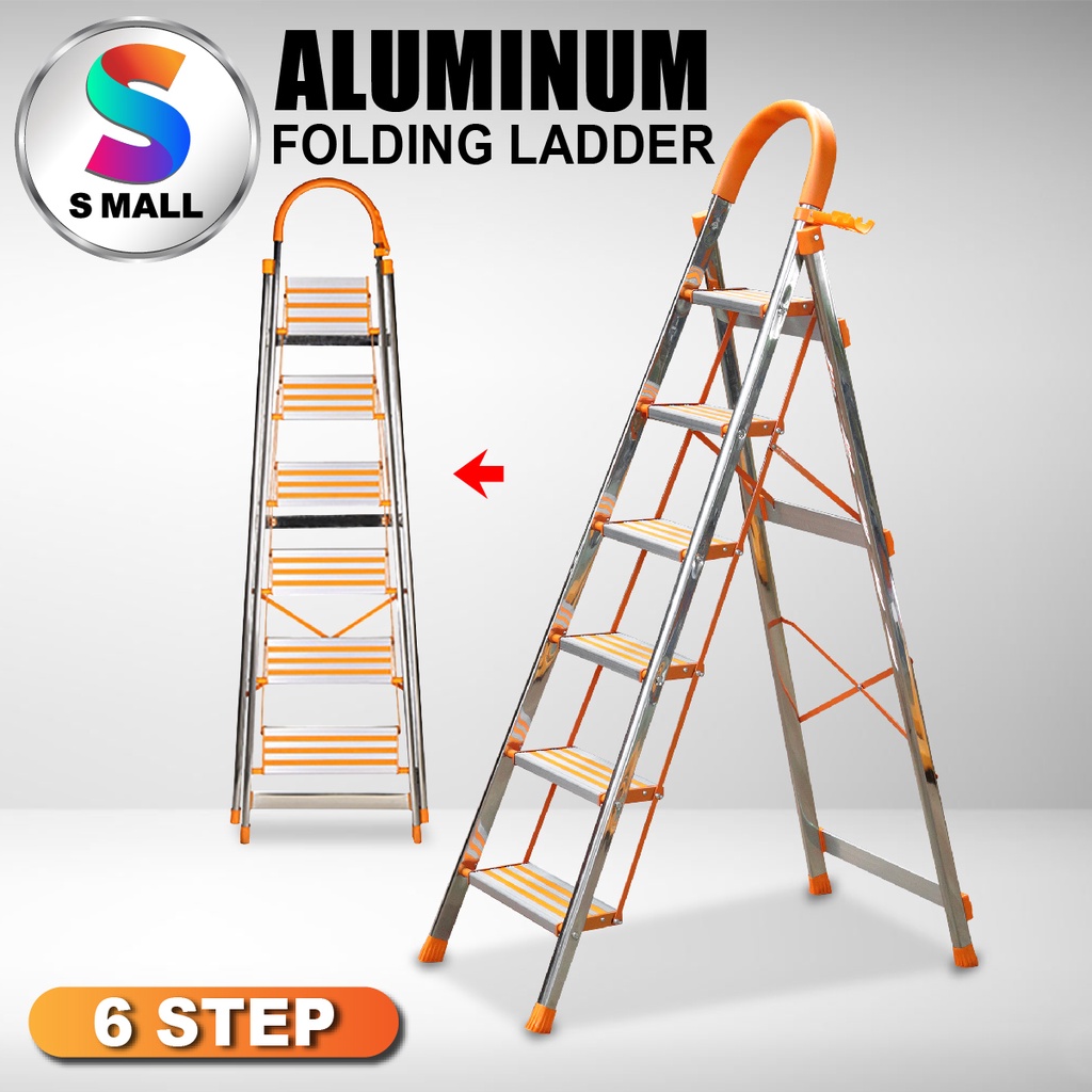 S MALL Light Stable 6 STEP Household Aluminum Folding LADDER with Hand ...