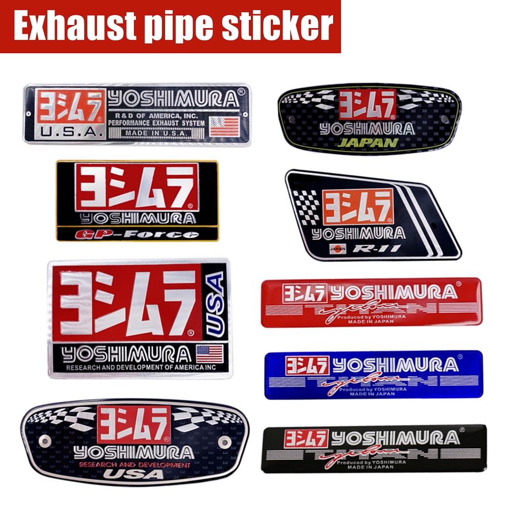 3D Aluminum Motorcycle Exhaust Pipe Stickers Yoshimura Emblem Decal ...