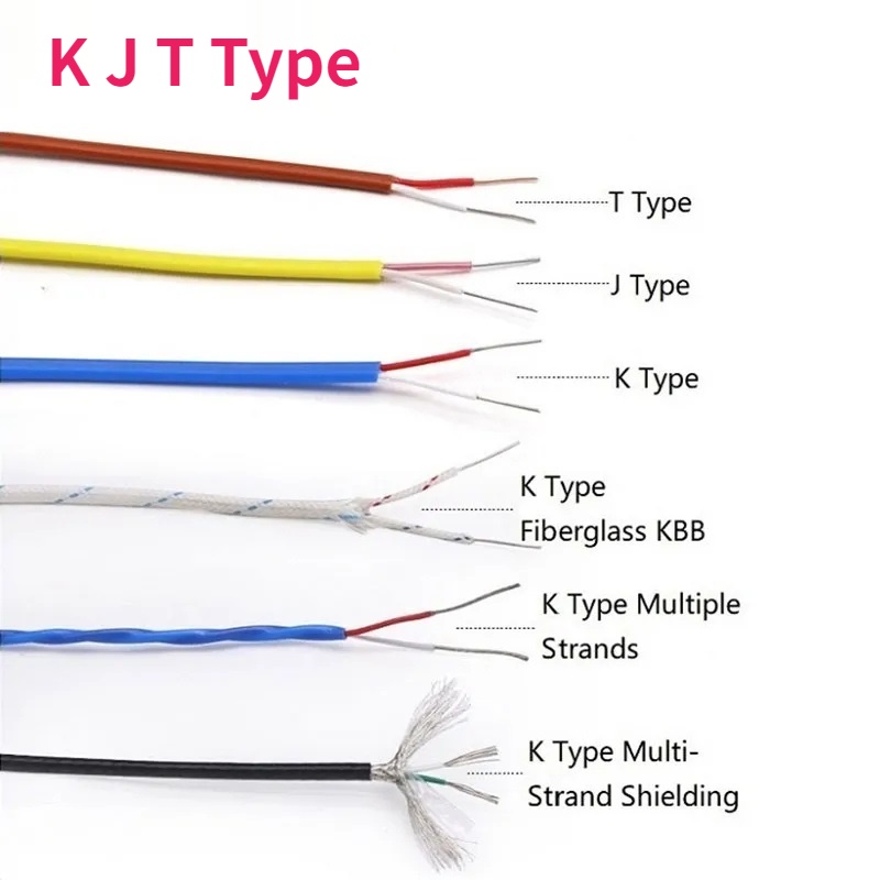 1Meter K J T Type Thermocouple Wire 2 Cores PTFE Insulator Shielded ...