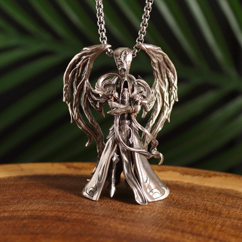 Armor Death Demon Pendant Gothic Wings Devil Sickle Weapon Necklace Men ...
