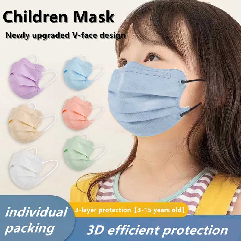 【Ready Stock】10/50PCS Macaroon Children Mask Student Masks Eye ...
