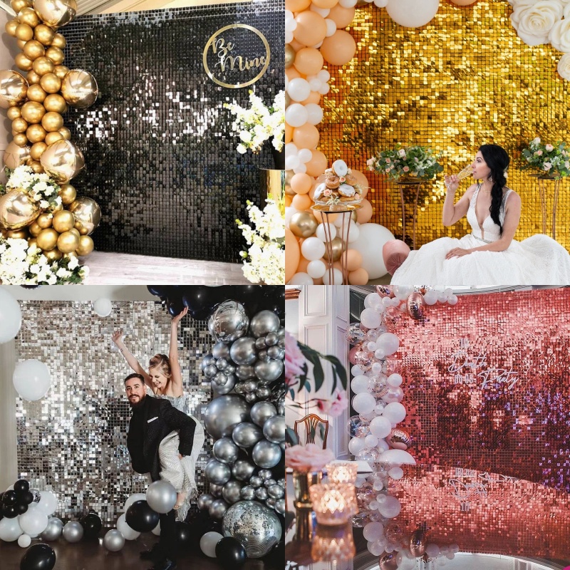 Sequin Party Background Backdrop Decor Curtain 2m Foil Tinsel Curtain Baby Shower Birthday Party ...