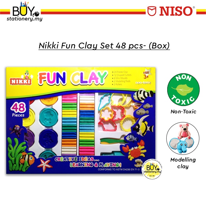 NIKKI FUN CLAY Non Toxic Modelling Clay SET 48s - (BOX)[Spend RM70 for ...