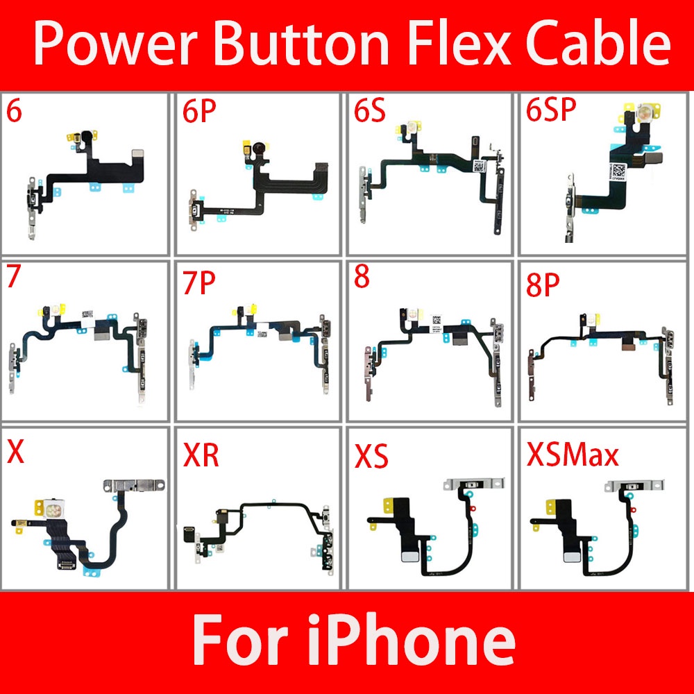 Power Button On Off Flex Cable For iPhone 6 6s 6P 6sPlus 7 7P 8 Plus X ...