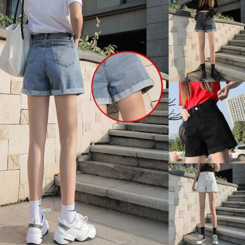 Light-colored high-waist denim shorts women's spring and summer new ...