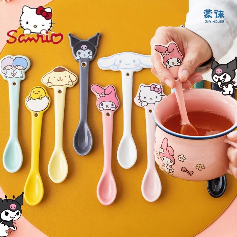 Kawaii Sanrio Spoon Kuromi Cinnamoroll My Melody Cartoon Ceramic ...