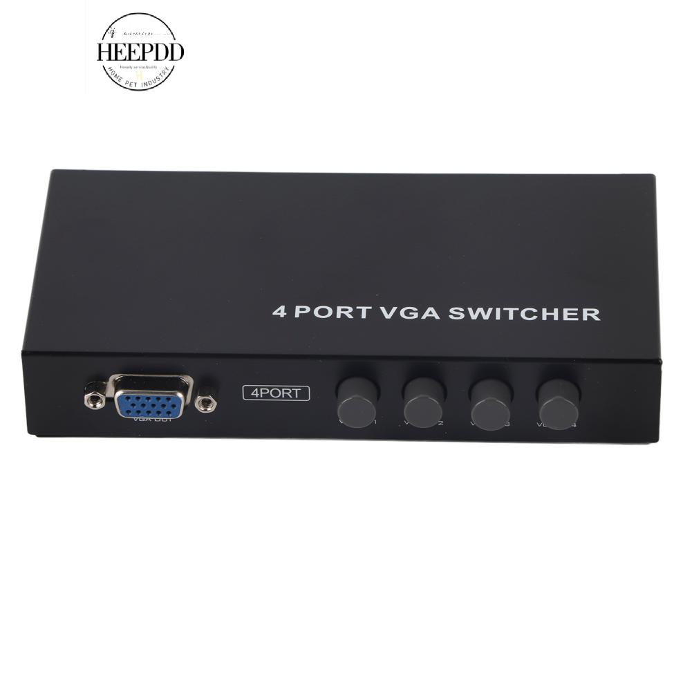 HEEPDD 4 Port VGA Switcher SVGA Sharing Switch Box 4‑in‑1‑out For LCD ...