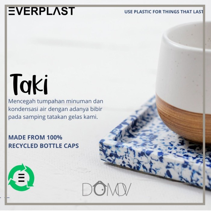 DOMOV TAKI Coasters Premium Recycled Plastic Coasters NOT Wood / Iron ...