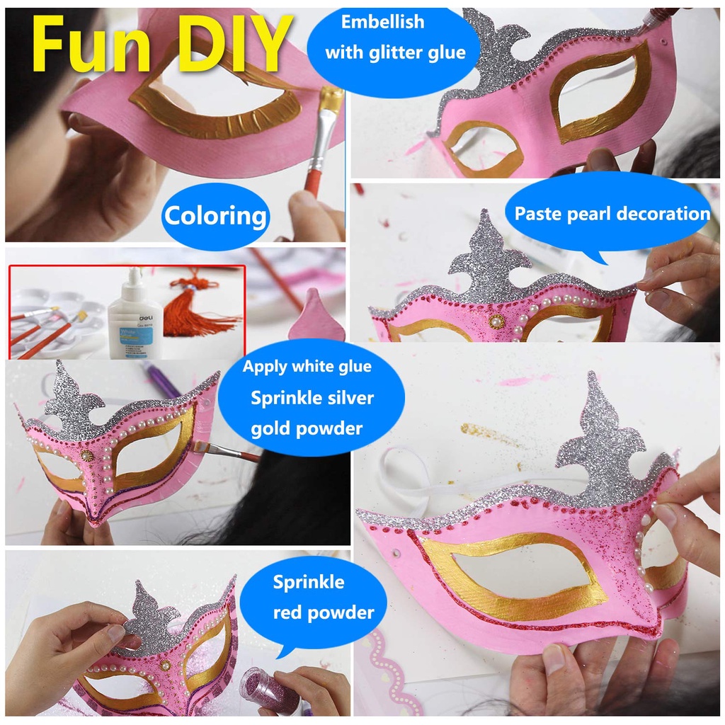 White Paper Masks Half Face Masquerade Masks DIY Party Mask Mardi Gras ...