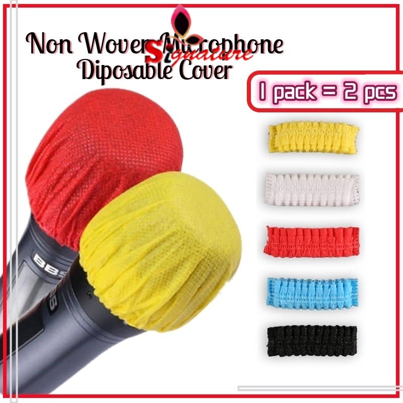 (1 PACK = 2 PCS) Non Woven Disposable Microphone Cover Color Mic Covers ...