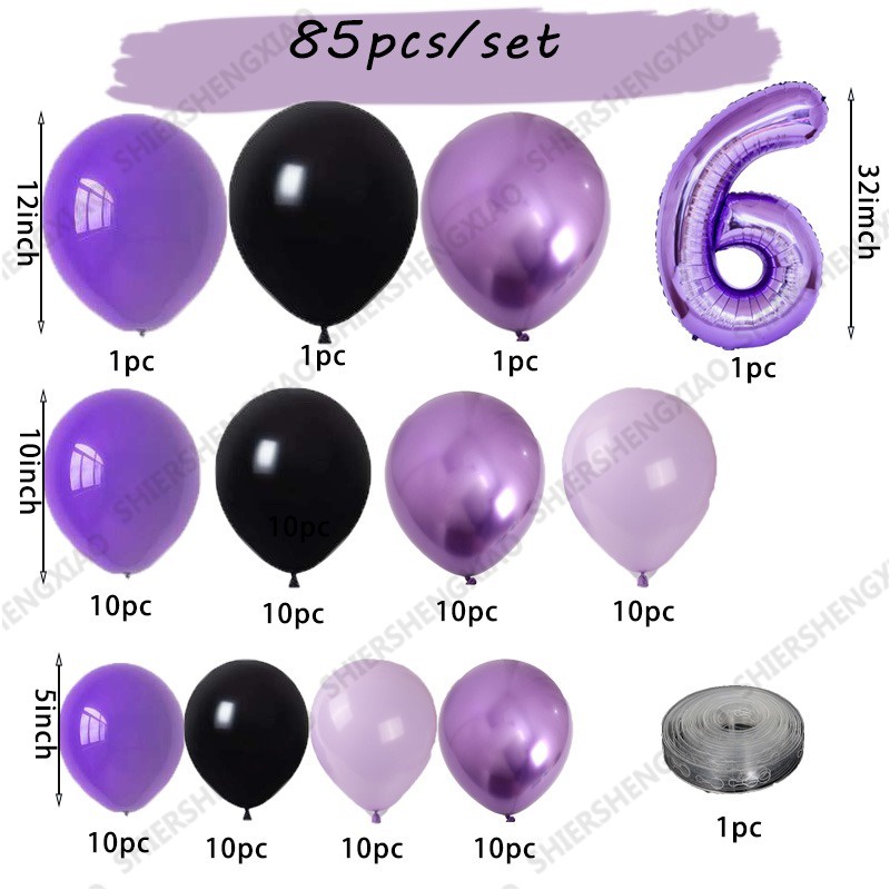 85pcs Wednesday Addams Theme Birthday Party Balloon Set Latex Balloons ...