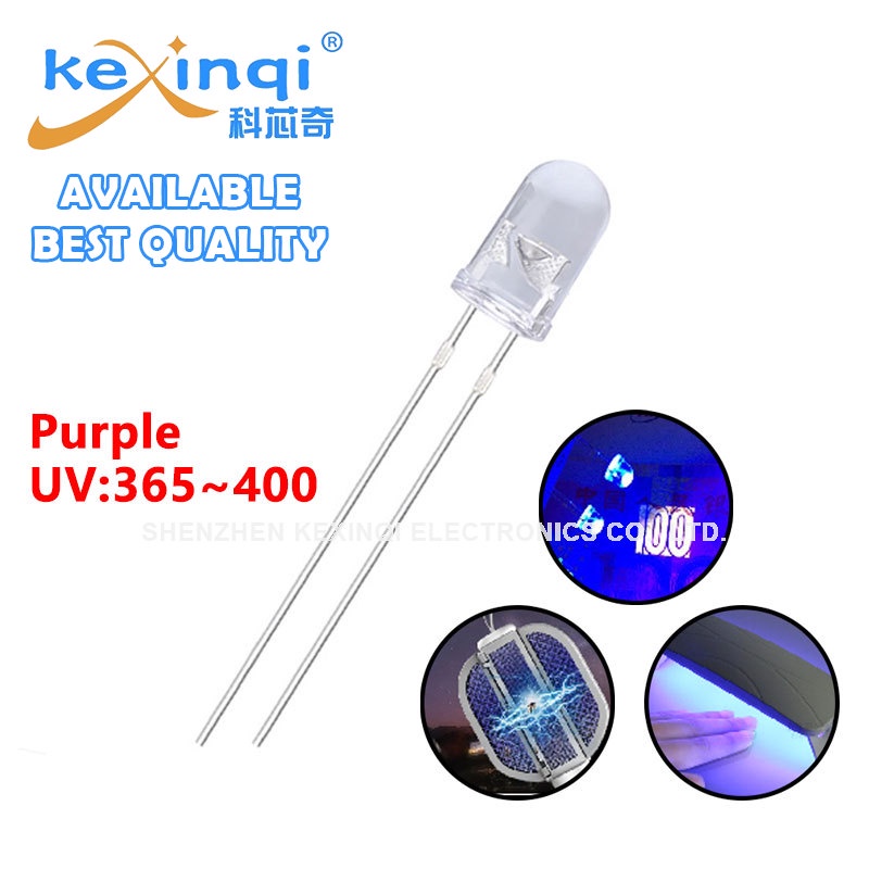 100PCS Super Bright 5mm Round UV/ Purple 4.8mm Led Emitting Diode F5 ...