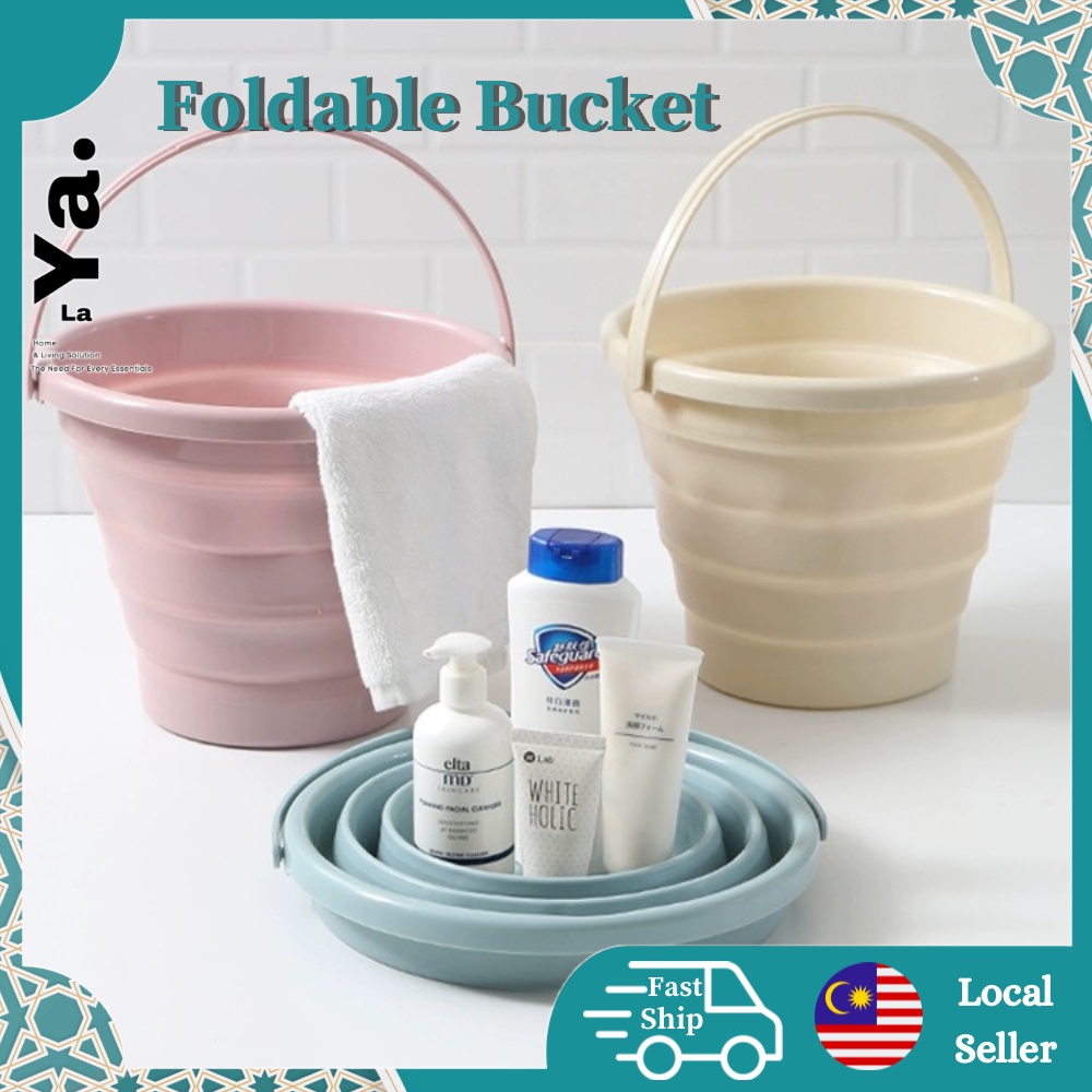 Plastic Foldable Bucket Folding Wash Basin Space Saving Outdoor Travel ...