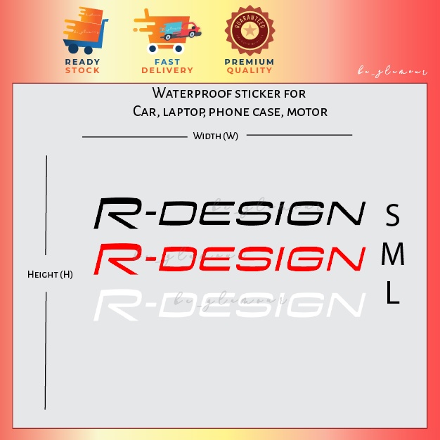 Volvo R Design Sticker reflective Stiker car motor Kereta helmet ...