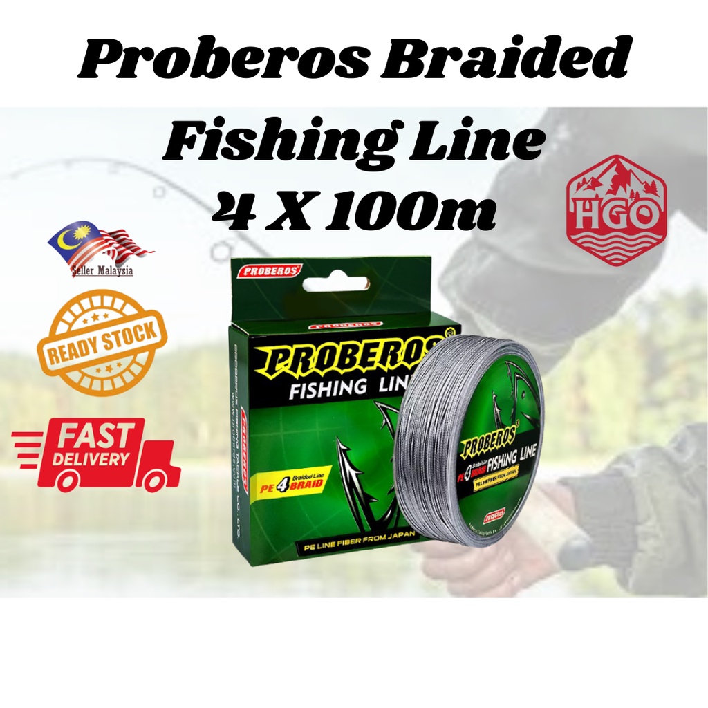 Proberos Braided Fishing Line PE 100M x4 Tali Pancing Benang Pancing ...