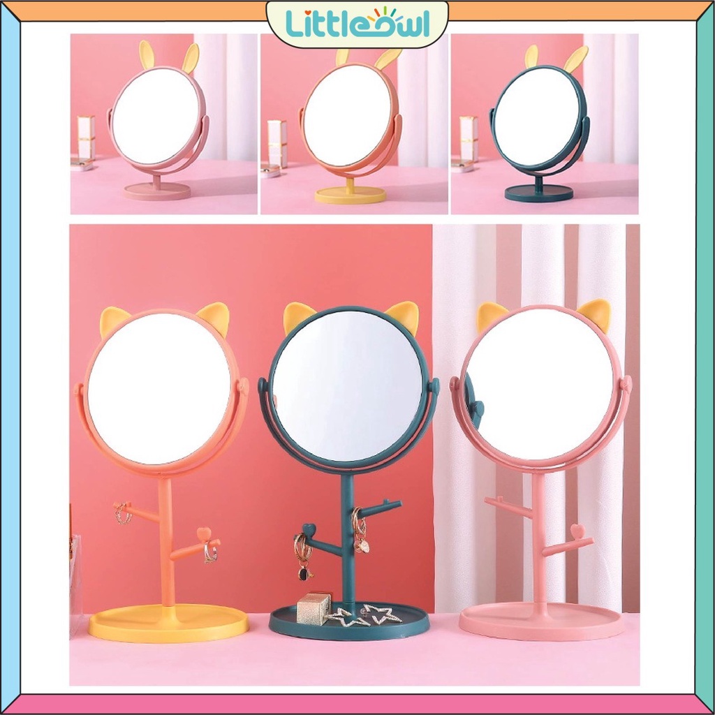 Creative Cat Ear Makeup Mirror Portable Small Mirror Table Desktop ...
