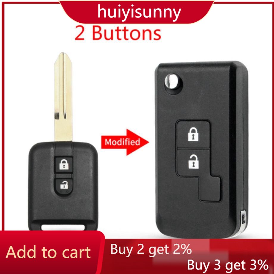 Modified Flip 2/3 Buttons Blank Remote Car Key Shell For Nissan Micra ...
