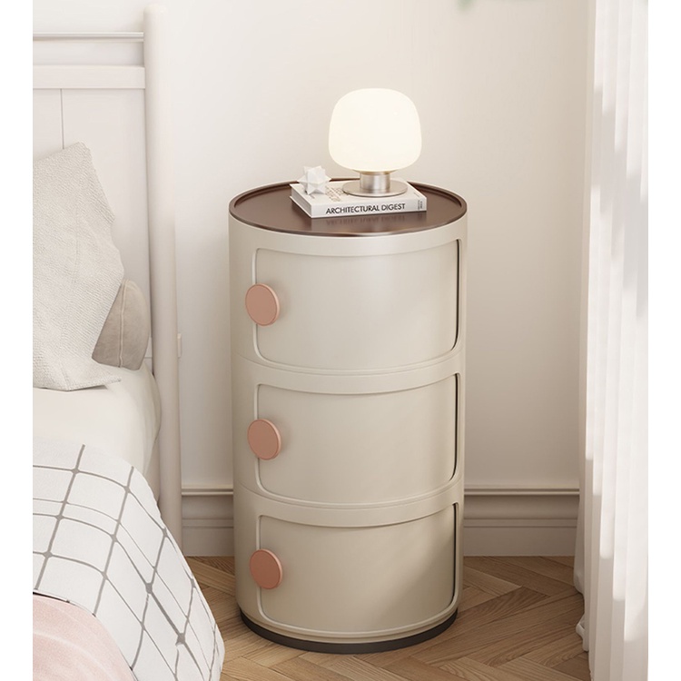 Nordic bedside table plastic round locker living room sofa corner ...
