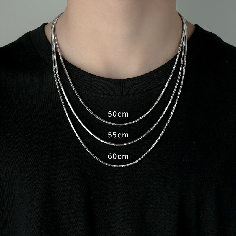 Men Women Necklace Titanium Steel Clavicle Chain Snake Bone Chain ...