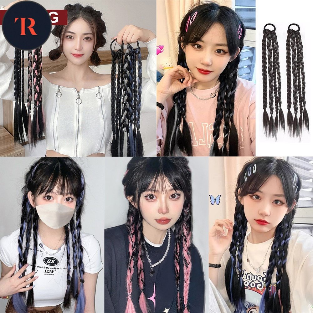 TR-Wig Ponytail Boxing Plait Hot Girl Boxing Plait Double Ponytail Hair ...