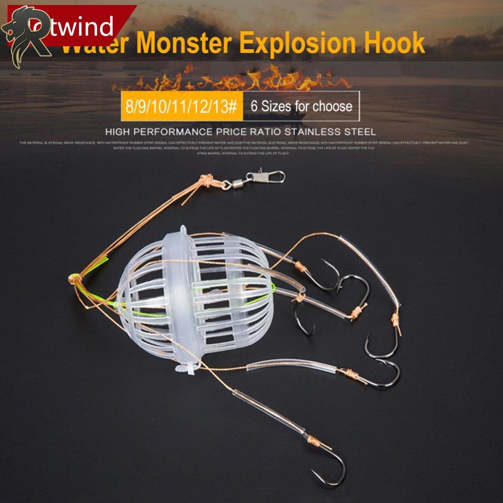 RL 1PCS Water Monster Bomb Hook Set With 6 Isene Hooks Silver Carp ...