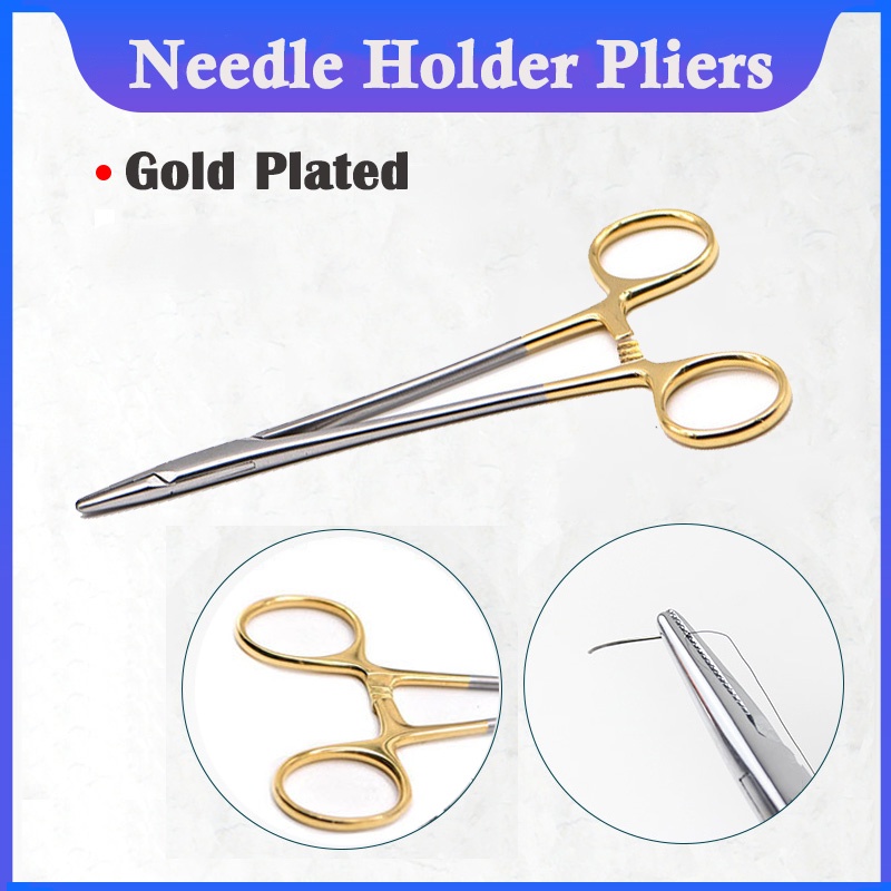 Dental Needle Holder Plier German Reusable Stainless Steel Gold Plated ...