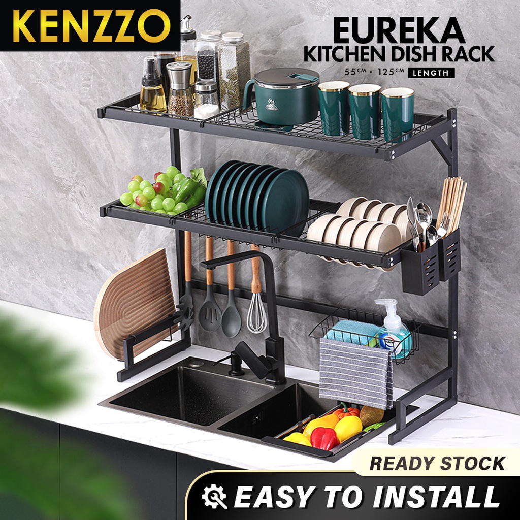 KENZZO : Eureka Kitchen Rack Dish Rack Rak Dapur Kabinet Rak/ Pinggan ...